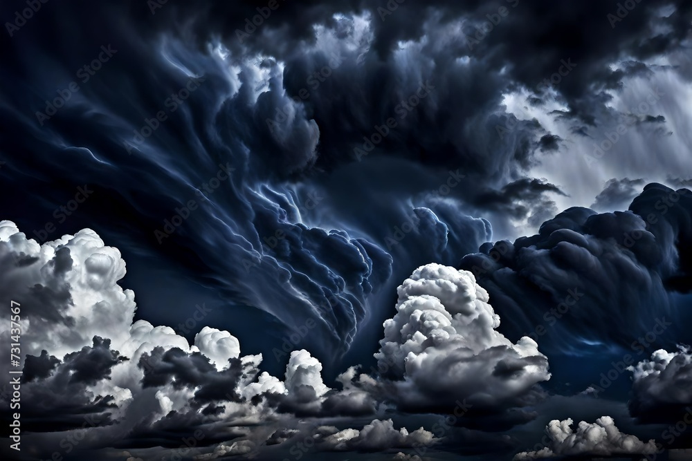 Enchanting view of turbulent, stormy clouds in shades of charcoal and ...