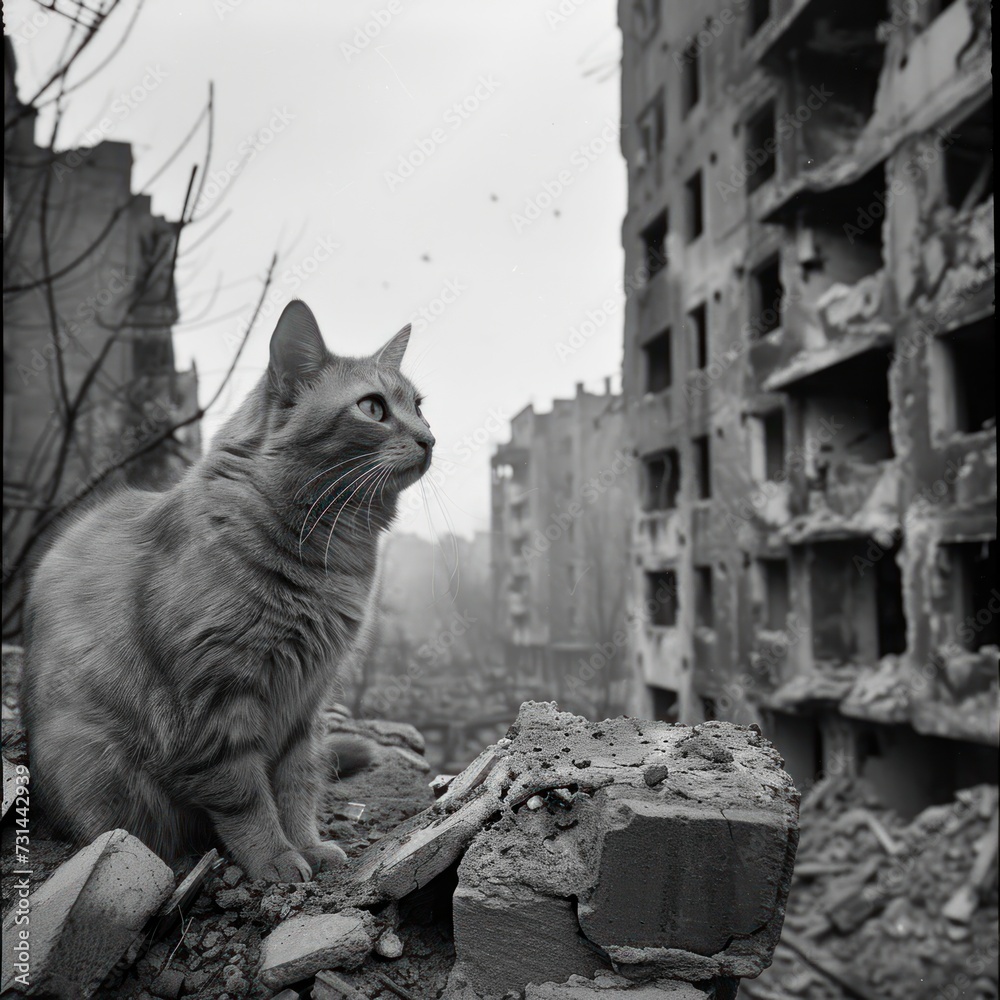 Cats without owners and living alone outside the house, seeing old ...