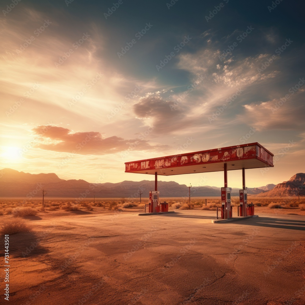Abandoned Oasis: A Hauntingly Beautiful Gas Station on a Desert Highway ...
