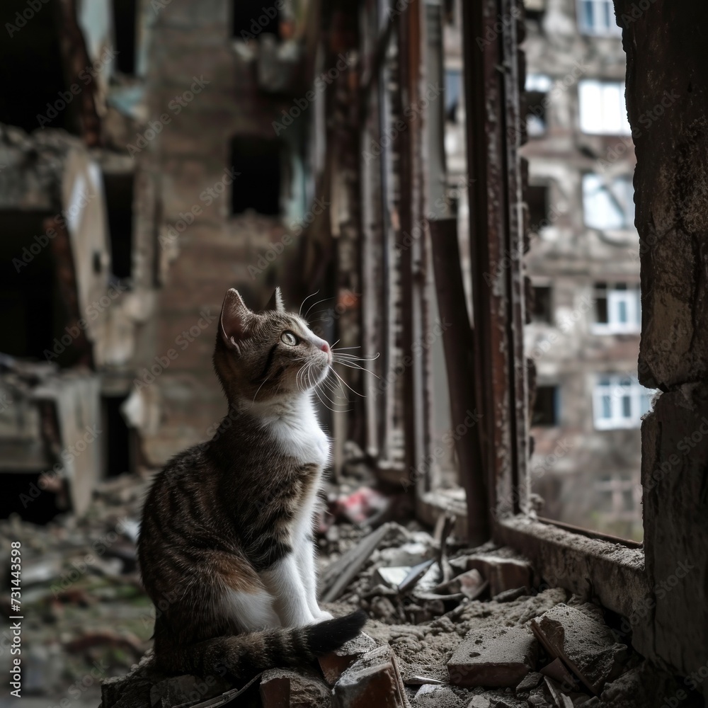 Cats without owners and living alone outside the house, seeing old ...