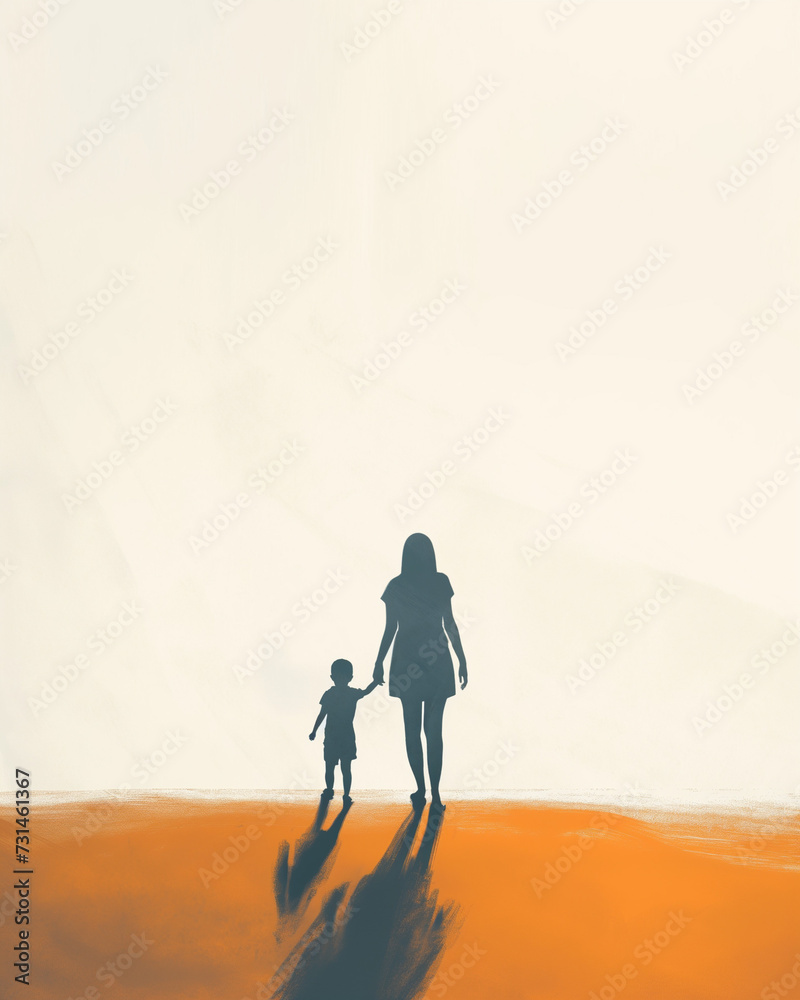 an illustration showing love and grief with mother and child. grief of ...