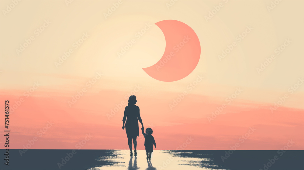 an illustration showing love and grief with mother and child. grief of ...