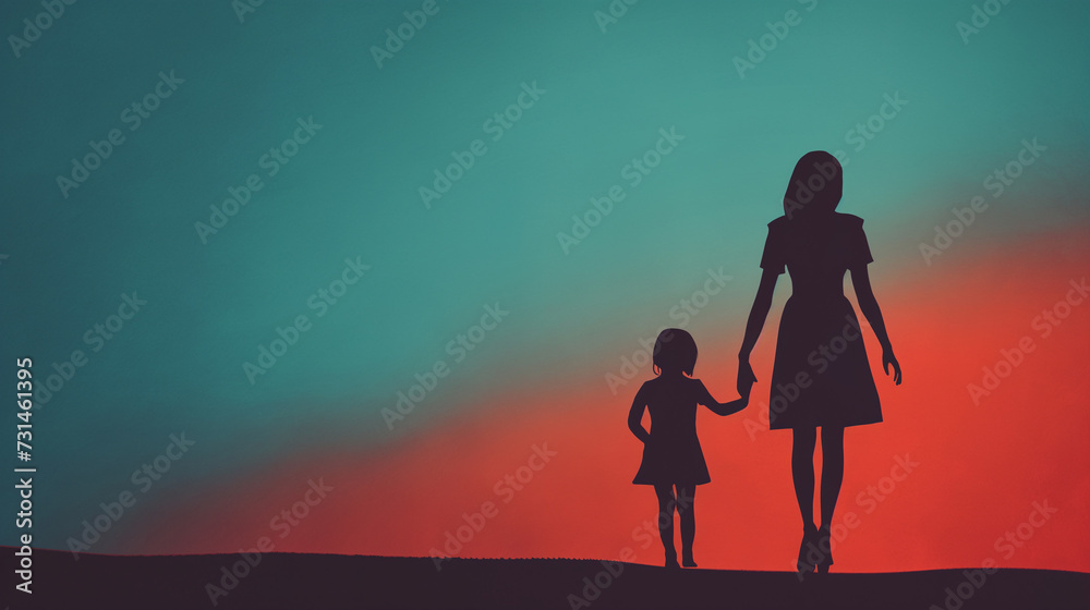 an illustration showing love and grief with mother and child. grief of ...