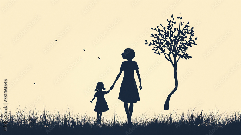 an illustration showing love and grief with mother and child. grief of ...