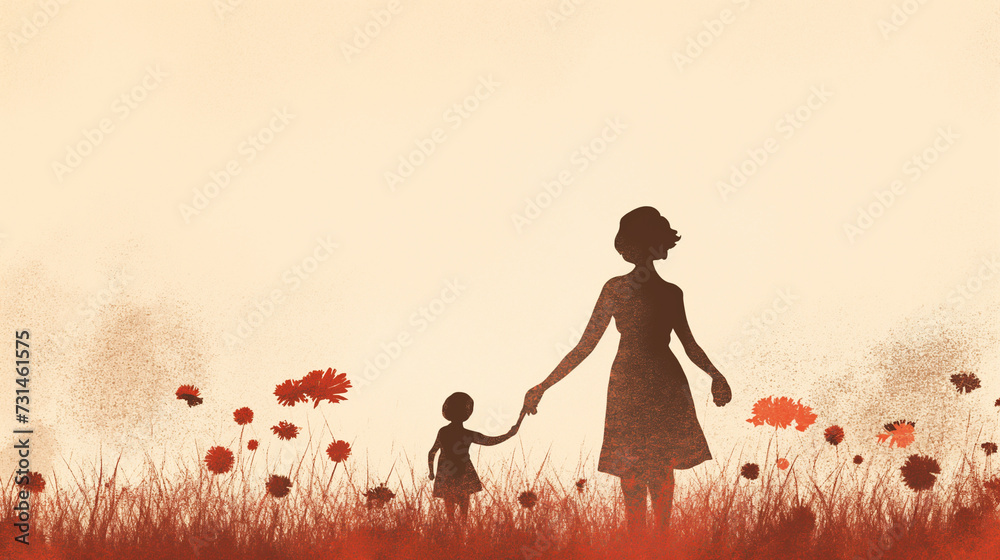 an illustration showing love and grief with mother and child. grief of ...