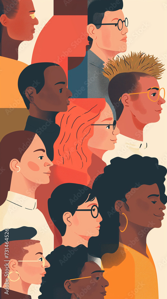 inclusive clip art illustration showing a group of diverse people or ...