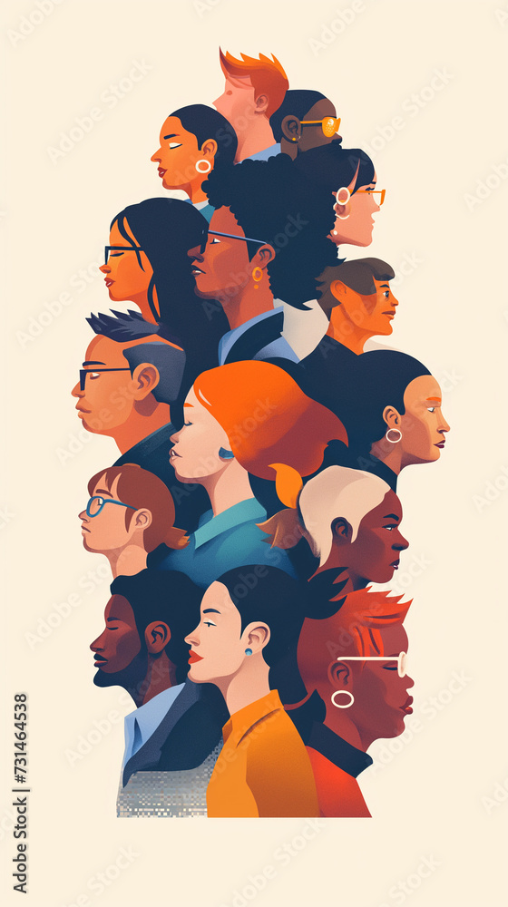 inclusive clip art illustration showing a group of diverse people or ...