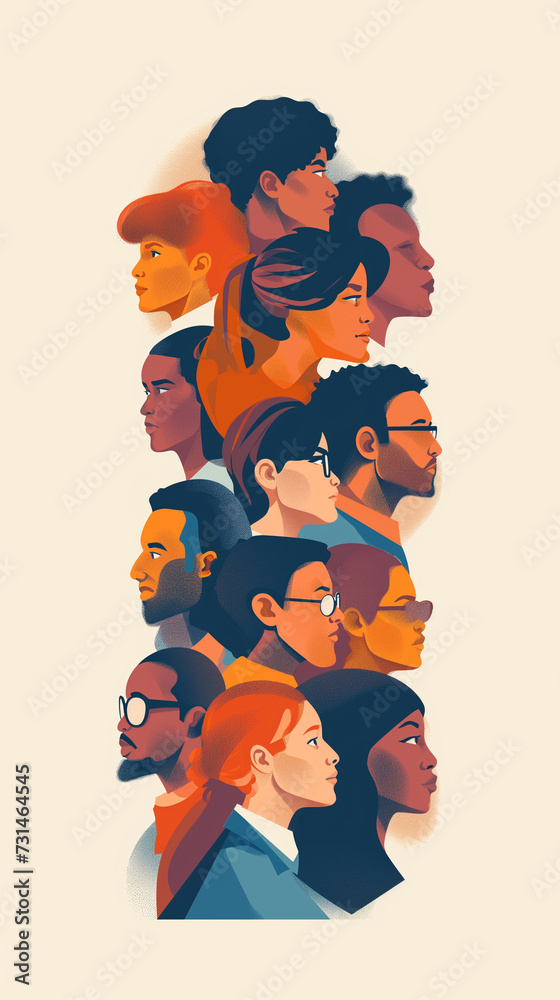 inclusive clip art illustration showing a group of diverse people or ...