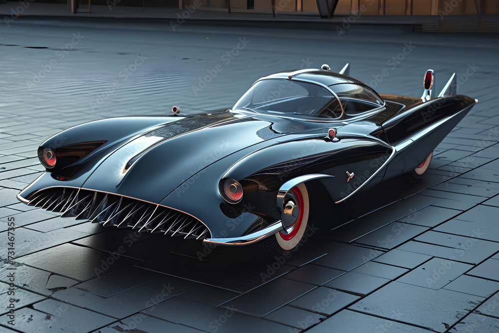 A vehicle with a retro-futuristic aesthetic, blending the charm of ...