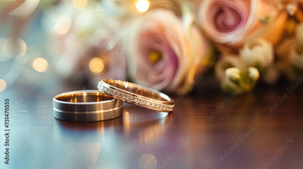 Eternal Love Captured! Close-Up of Two Gold Wedding Rings, Symbolizing ...