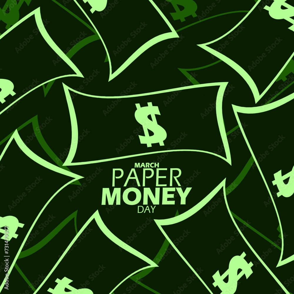Paper Money Day event banner. Illustration of banknotes with bold text ...