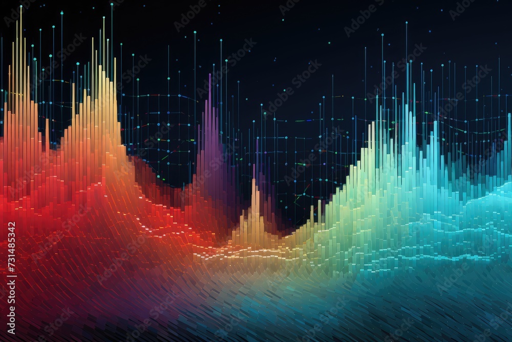 This image showcases a vivid and dynamic representation of sound waves ...