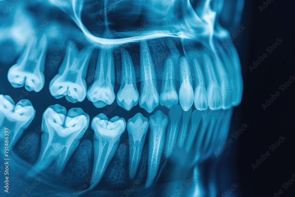 An x-ray image showcasing a tooth with missing teeth, providing insight ...