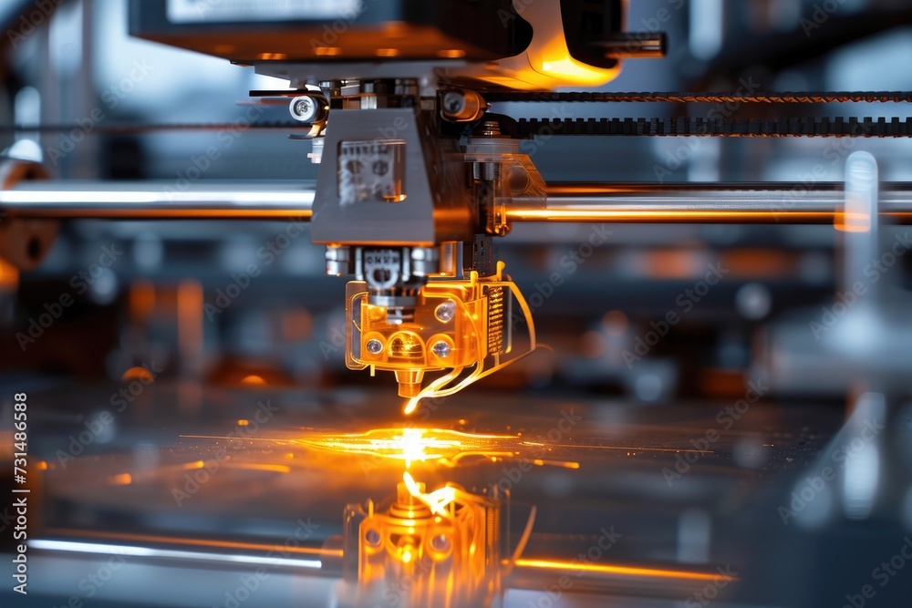 A photograph capturing the intricate details of a machine, illuminated ...