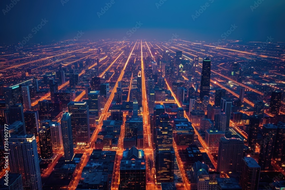 Witness the breathtaking view of a vibrant city at night, as the ...