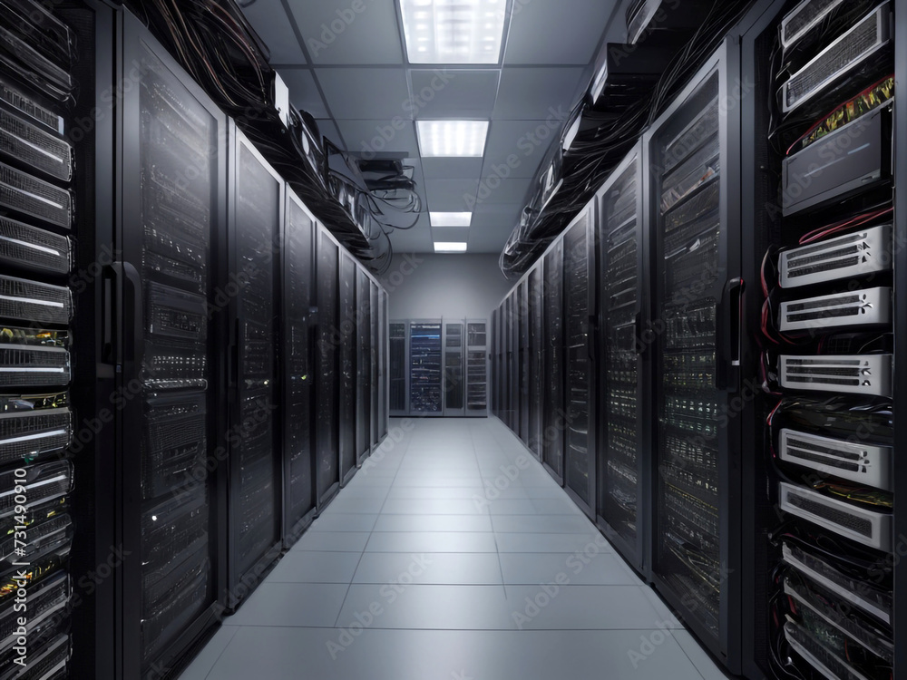 server room with servers Server racks in server room data center server ...
