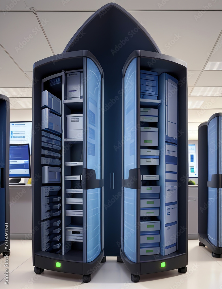 server room with servers Server racks in server room data center server ...