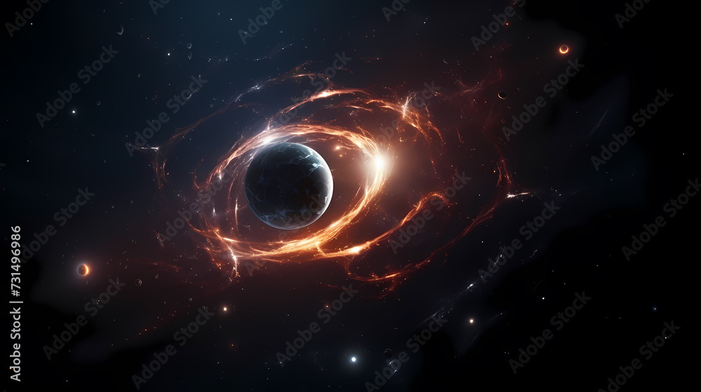 Star system background in the sky, 3D collection of stars in the ...