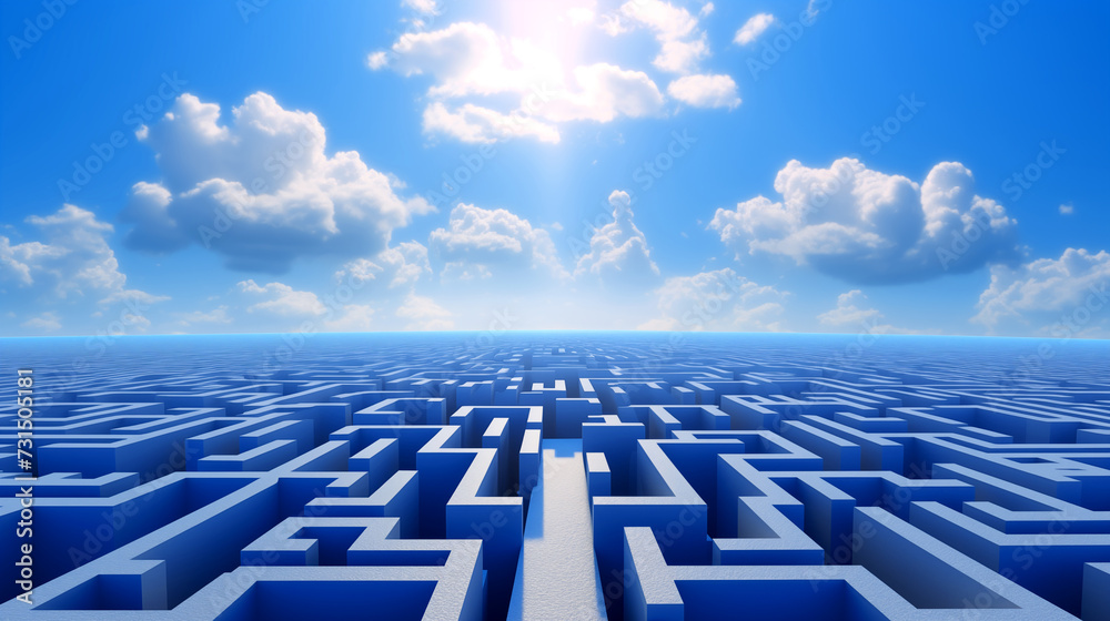 Labyrinth 3d render illustration represents a complex problem-solving ...