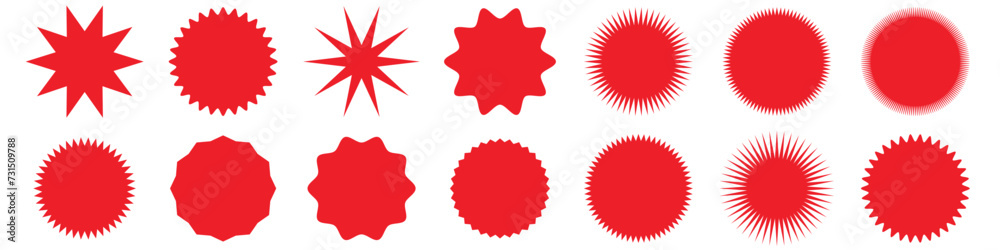 Red starburst sticker set. Price sticker, sale sticker, price tag ...