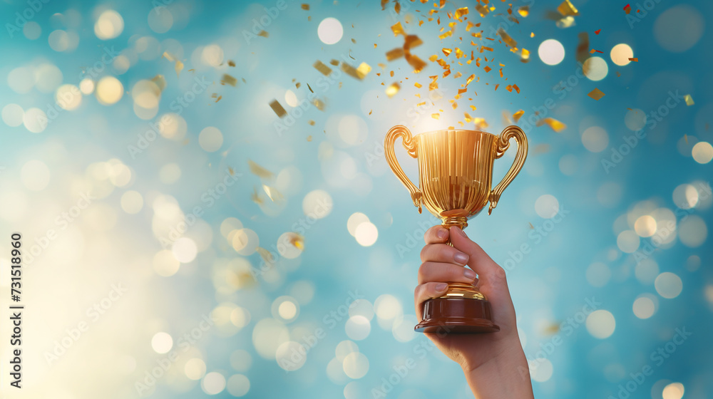 Goals achievement and business success, Rises up to target, Winner ...