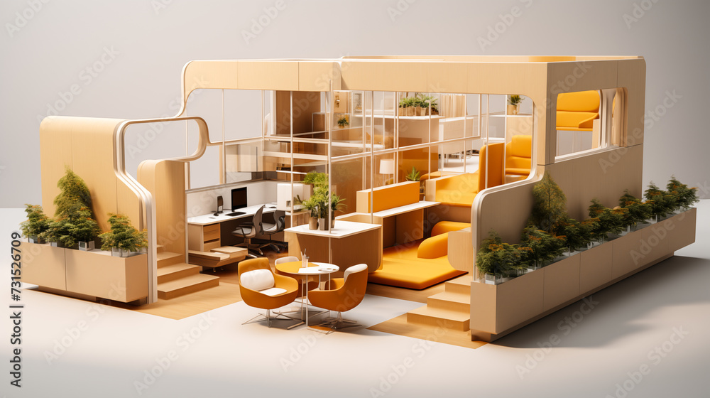 Interior design concept use of modular furniture, movable partitions, and adaptable layouts to ...