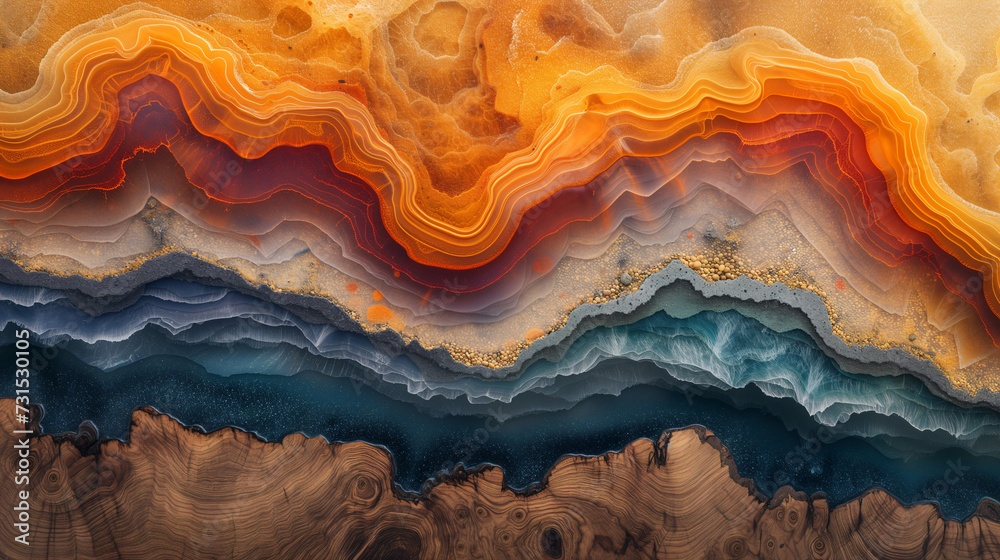 Abstract wood and colored epoxy resin texture background. Captivating ...