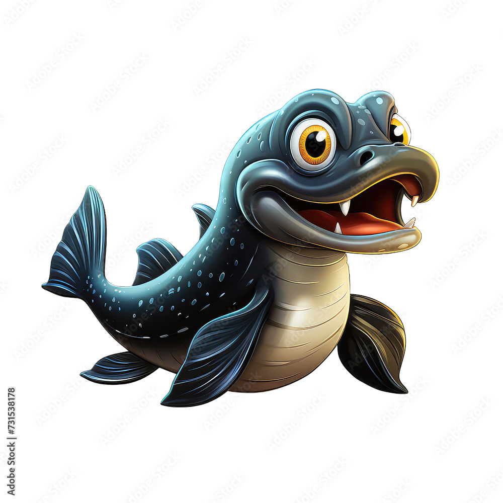 Electric Eel cartoon character on Transparent Background Stock ...
