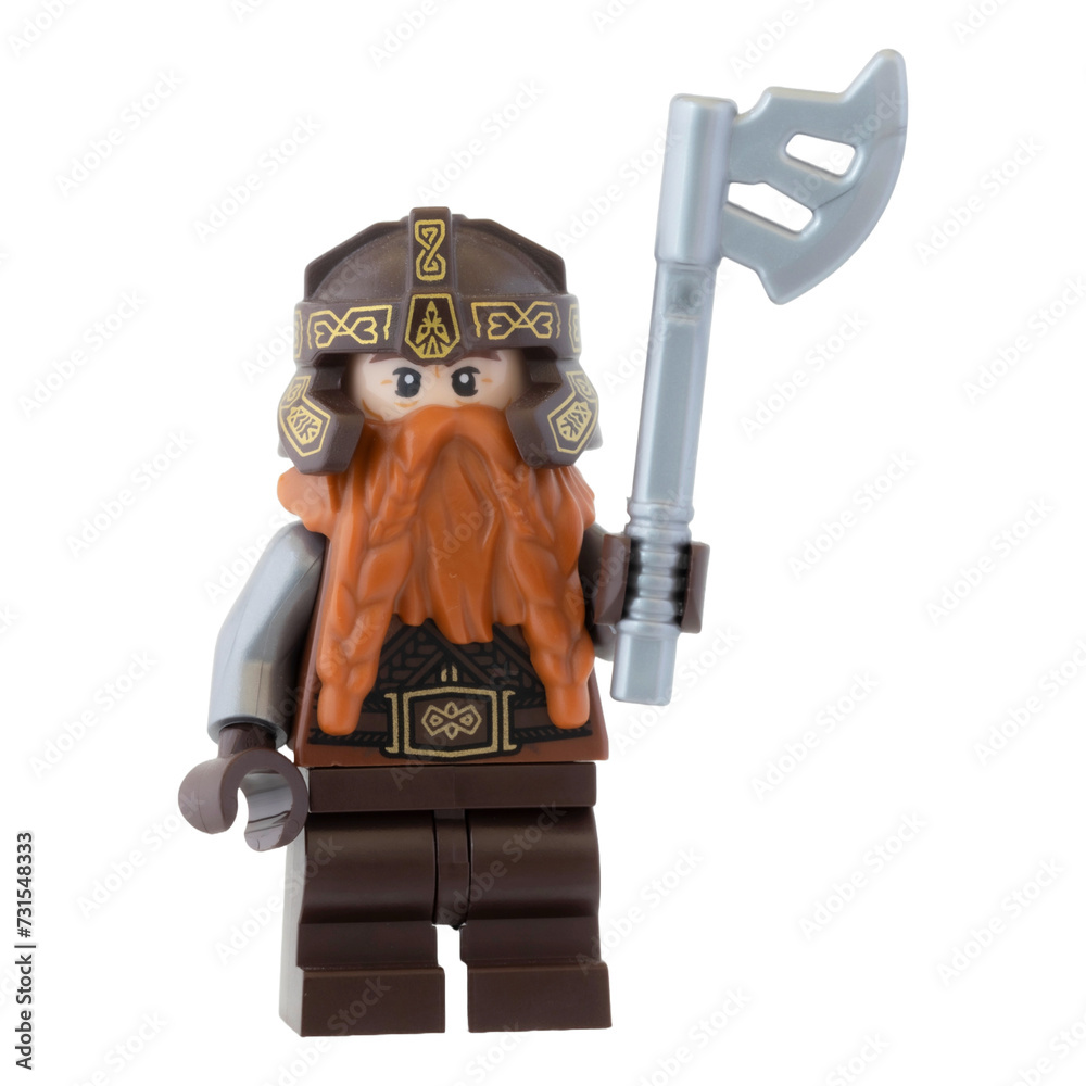 Dortmund - Deutschland 3. Februar 2024 - Lego Minifigure Zwerg Gimli ...