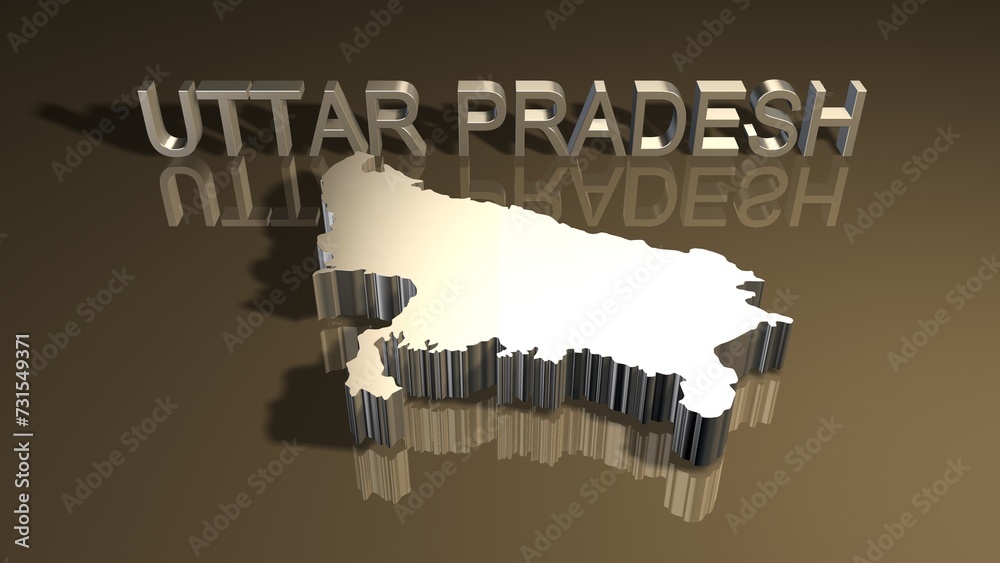 Map of Uttar Pradesh in 3D Golden Theme Exclusive in Adobe Stock Stock ...