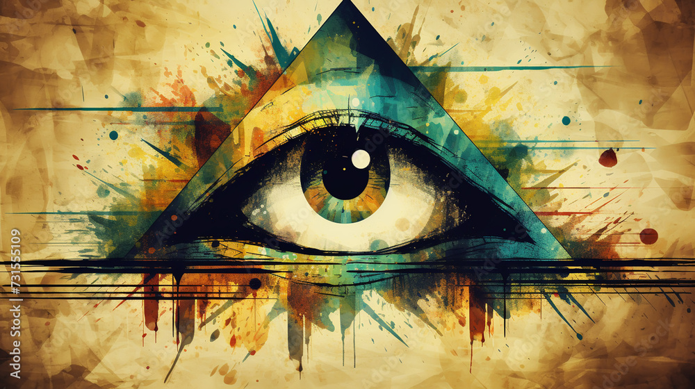 illustration of the all-seeing eye. The abstract symbol of the Masons ...