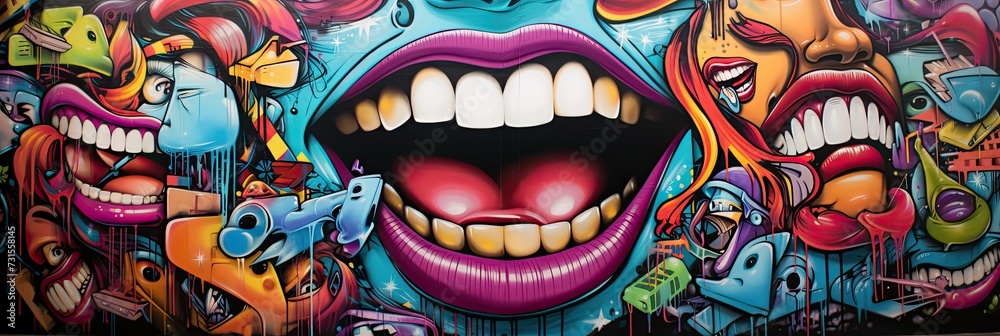 A Vibrant Cartoon style Graffiti Design Adorns The Wall Brought To