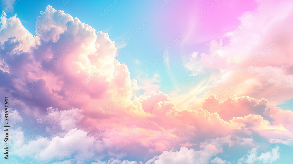 Surreal Pastel Skyscape: Dreamy Clouds in Soft Pink and Blue Hues ...