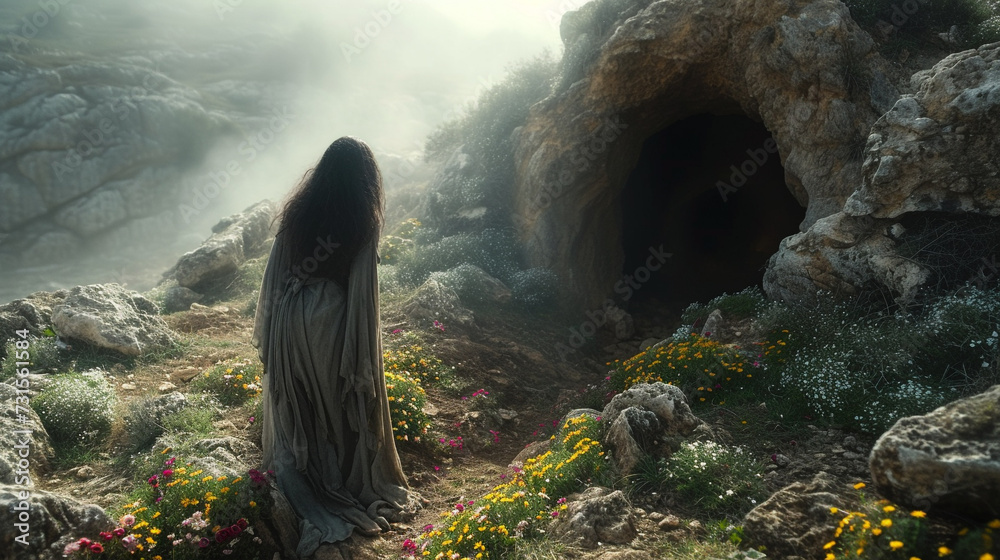 Mary Magdalene at the Cave of the Resurrection of Jesus Christ. Easter ...