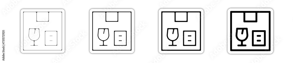 Icones symbole logo colis carton fragile relief vector de Stock | Adobe ...