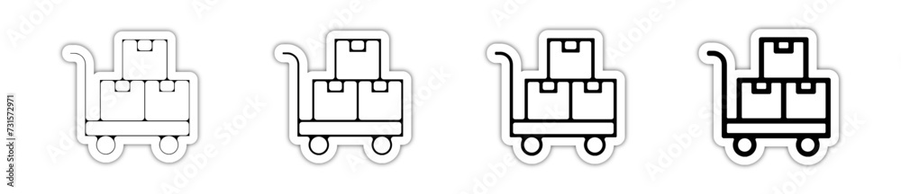 Icones symbole logo colis livraison logistique chariot a roulette colis ...