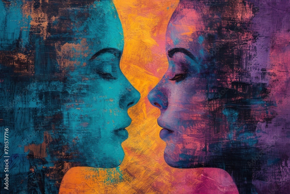 Graphic depiction of internal conflict and harmony of emotional states ...