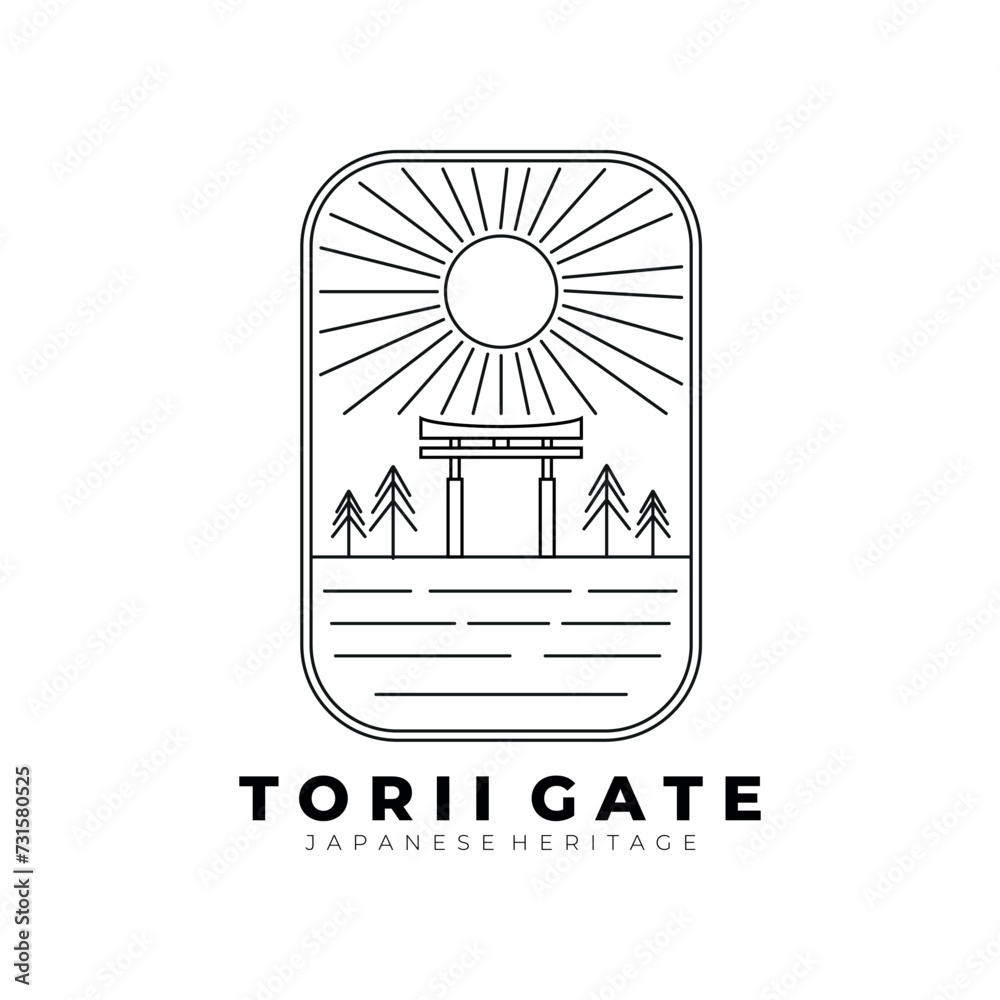tori gate line art logo vector illustrator design Stock Vector | Adobe ...