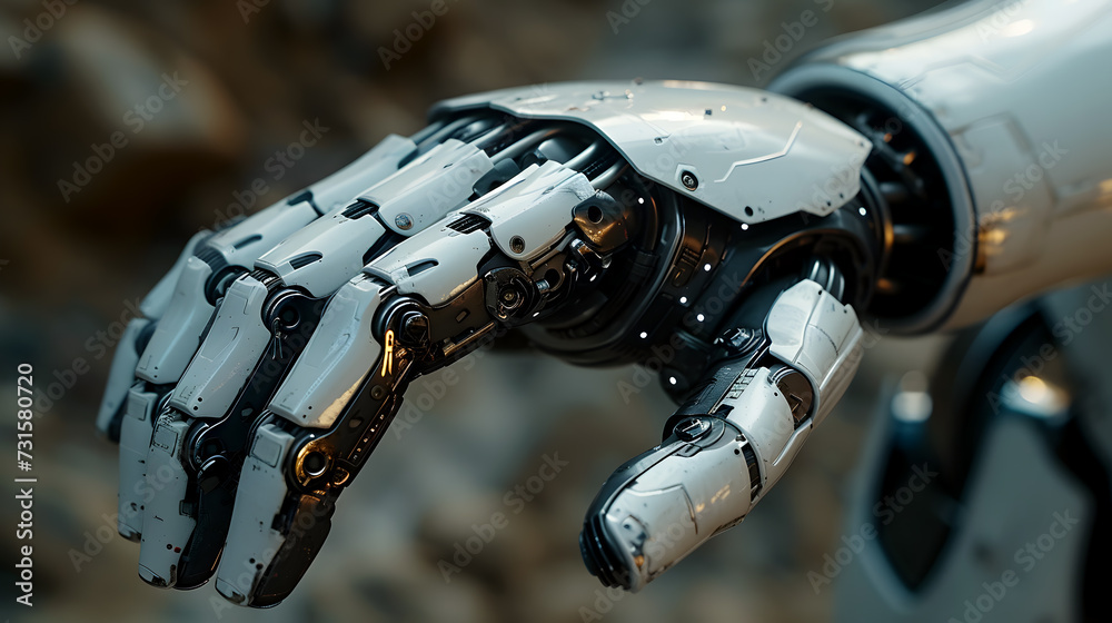 Mechanical Cyborg Hand in Futuristic Concept, Artificial Intelligence ...