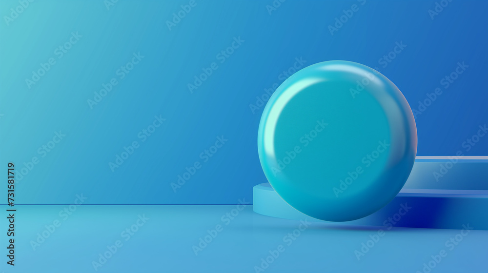 Minimalistic Blue Button Design: 3D Render of a Simplistic Yet Striking ...