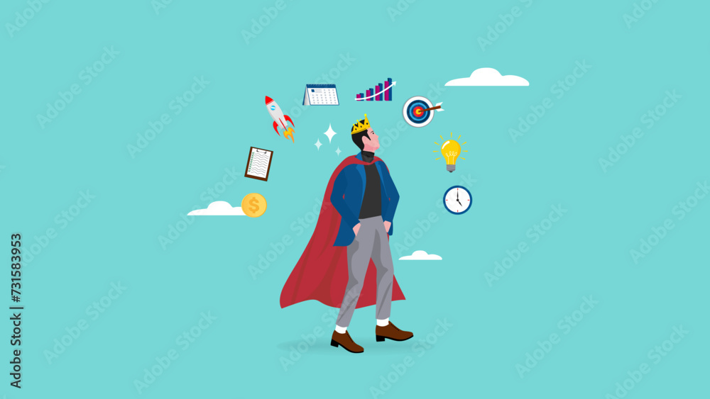 multitalented worker, multiple project management concept illustration ...