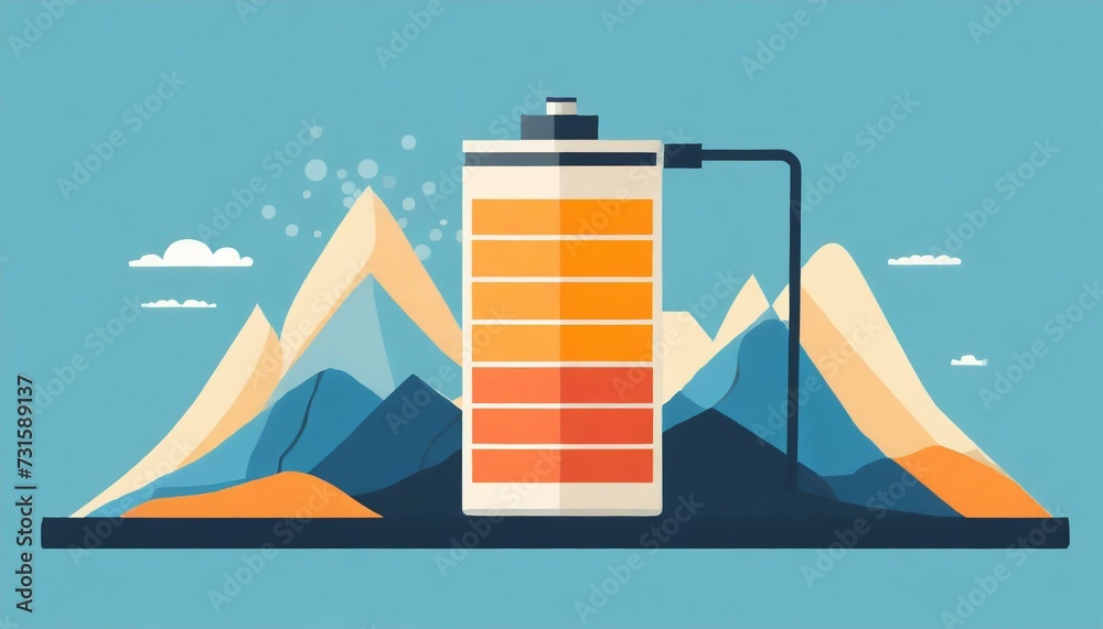 Battery Charging - Visualization of Energy being Stored - Flat Design ...