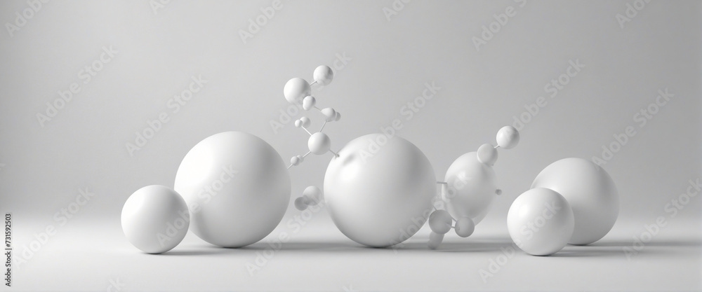 3d render. Abstract background, simple molecule shapes. Modern ...