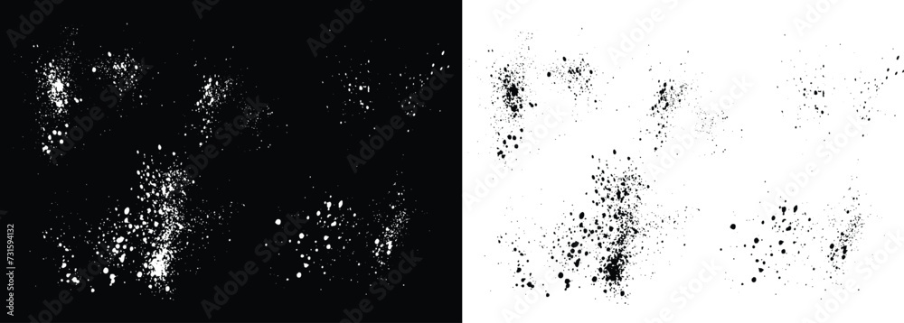 Collection of handwritten black and white bleeding grunge texture paint ...