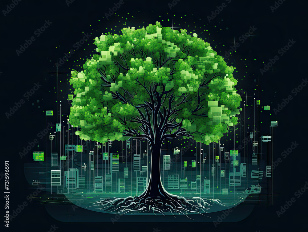 Thriving tree: Symbolizes financial strength, lush growth, and smart ...