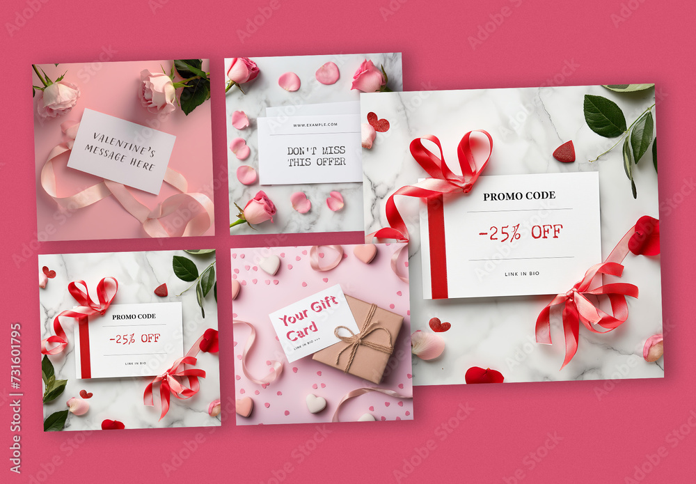 Editable Valentines Layouts For Promo Code, Gift Card Or Simple Message ...