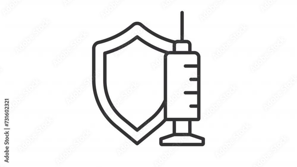 Animated vaccine icon. Public health line animation. Vaccination ...
