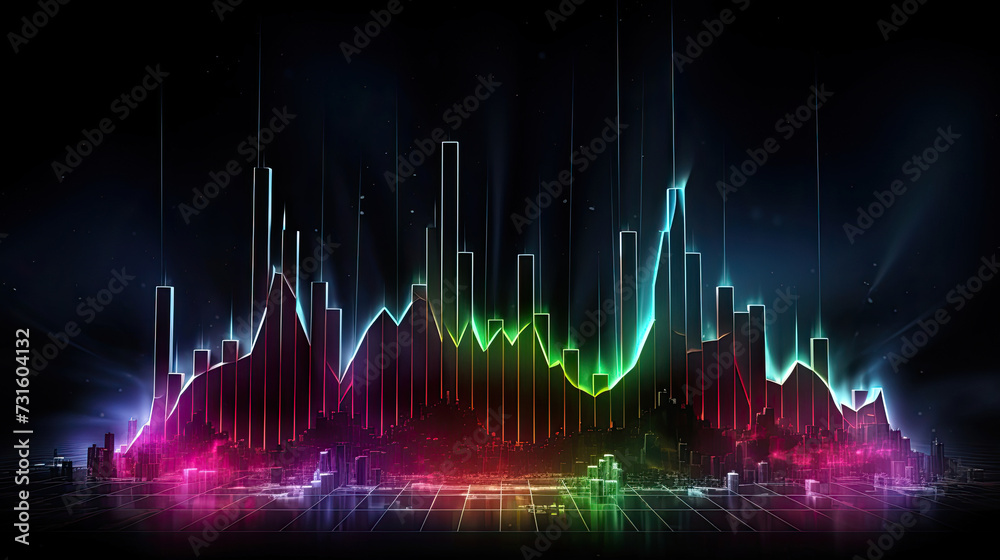 Colorful top and bottom graphics graph Charts with lighting effects on ...