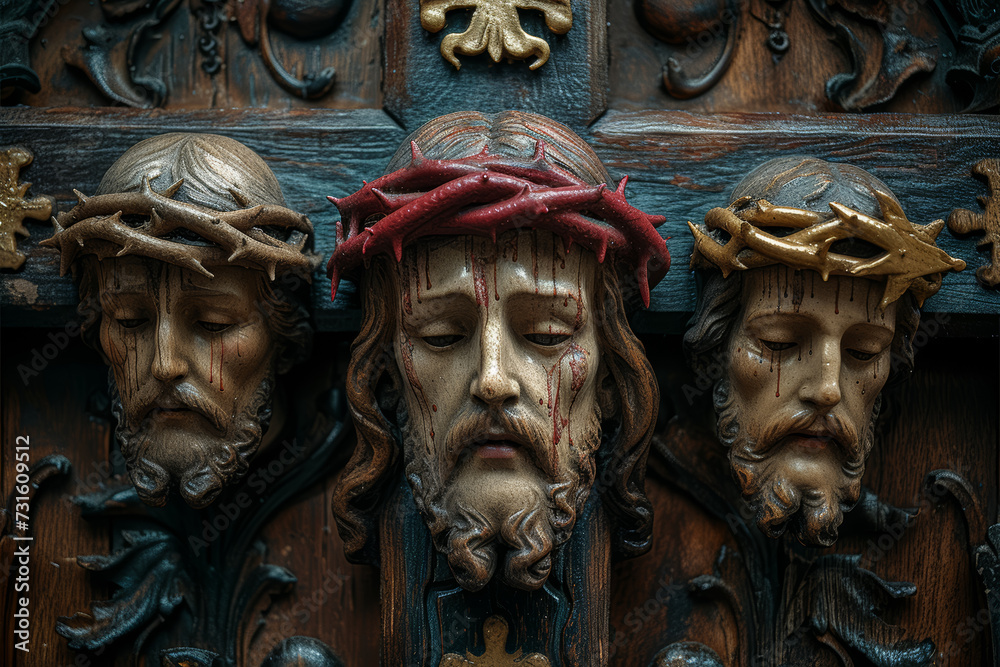 Imagination of Christ on the cross, flanked by the two thieves ...