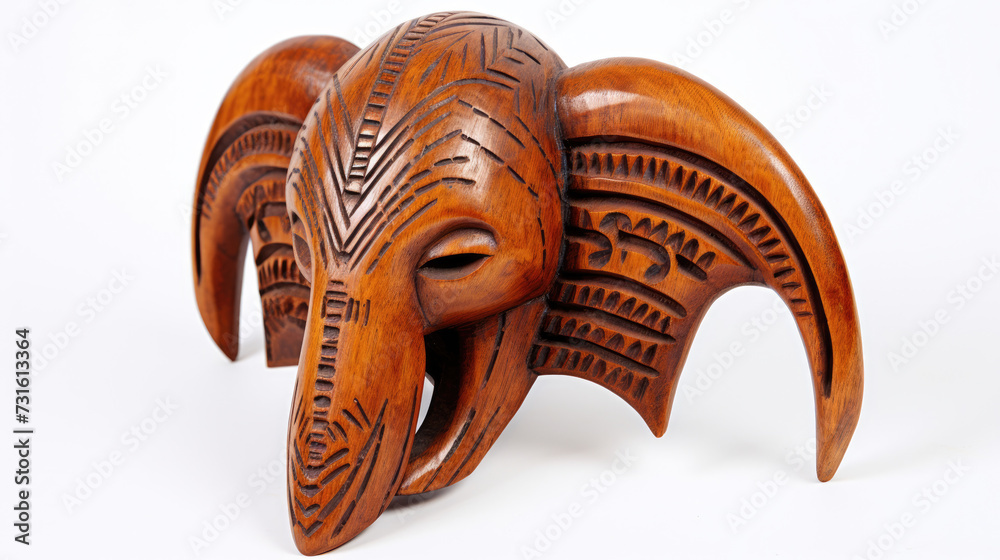 Ancient tribal elephant head shaped mask authentic hand carved statue ...